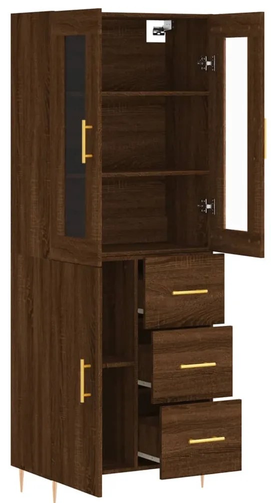 Skříň highboard hnědý dub 69,5 x 34 x 180 cm kompozitní dřevo - Default Title