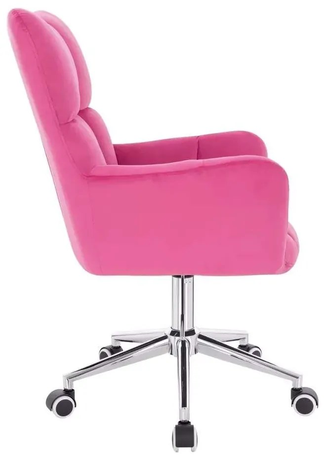 LuxuryForm DESIGN Otočné křeslo AURORA VELUR na stříbrné podstavě s kolečky - tmavě růžové