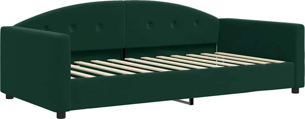 Válenda s přistýlkou a zásuvkami tmavě zelená 100x200 cm samet 3197382