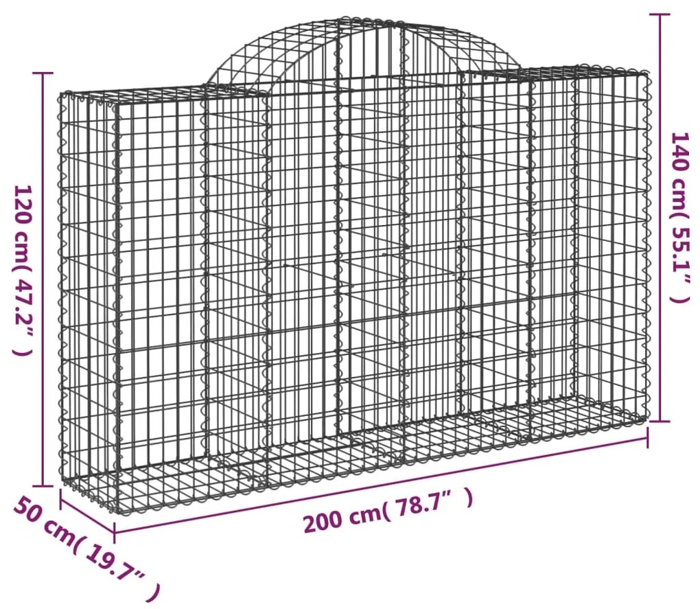 Klenuté gabionové koše 8 ks 200x50x120/140cm pozinkované železo,  3146347