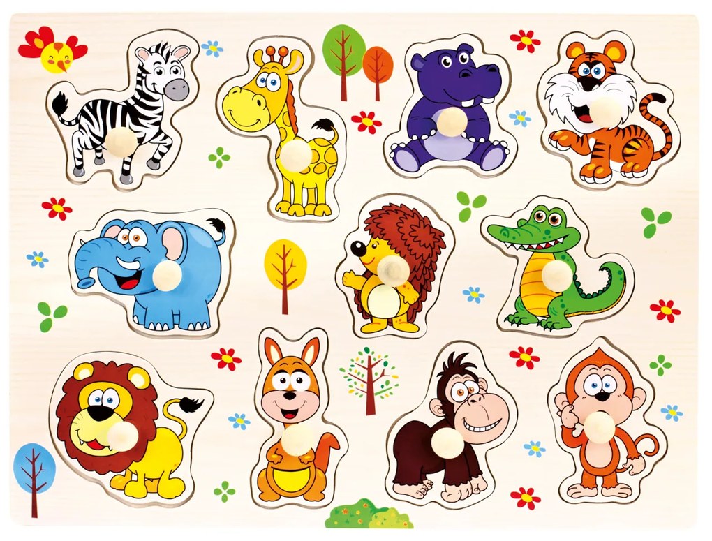 Bino Dřevěné puzzle safari 11 dílků