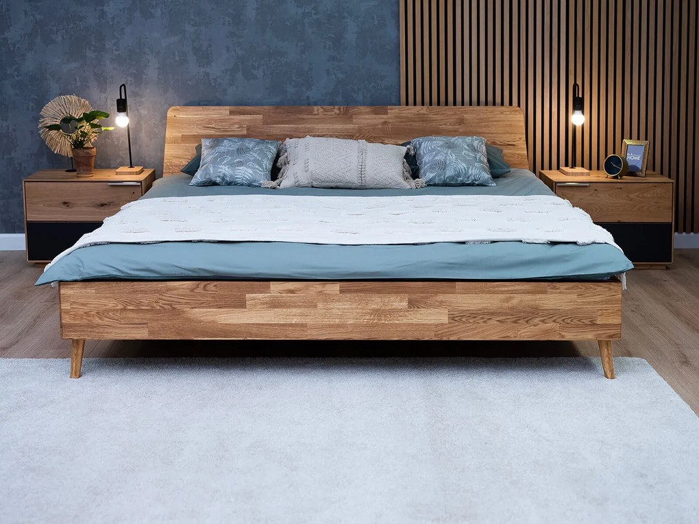 Dubová postel 160x200 cm Bergen intenzivní olej