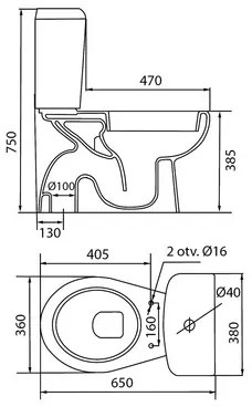 Alcaplast Grand Z WC kombi zadní odpad