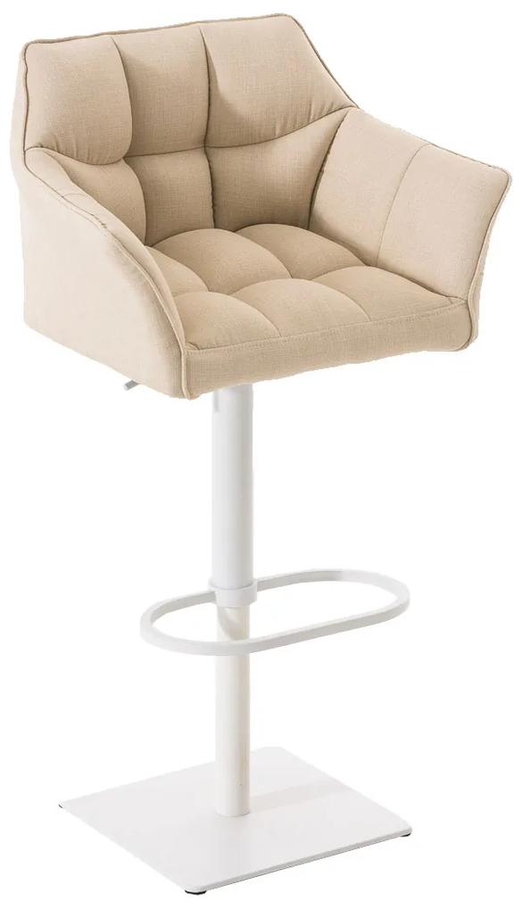 Barová židle Damas W1 ~ látka, bílý rám - Krémová