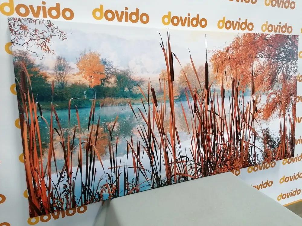 Obraz řeka uprostřed podzimní přírody - 120x60 cm