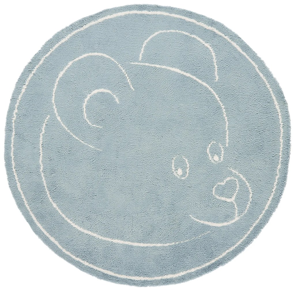 Bighome - Koberec TEDDY Bear Round 100x100cm - modrá