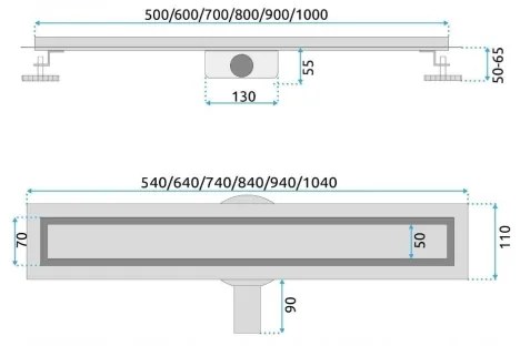 REA-G7803 - Odtokový žlab NEOX PRO 80 cm nerezová ocel/černá
