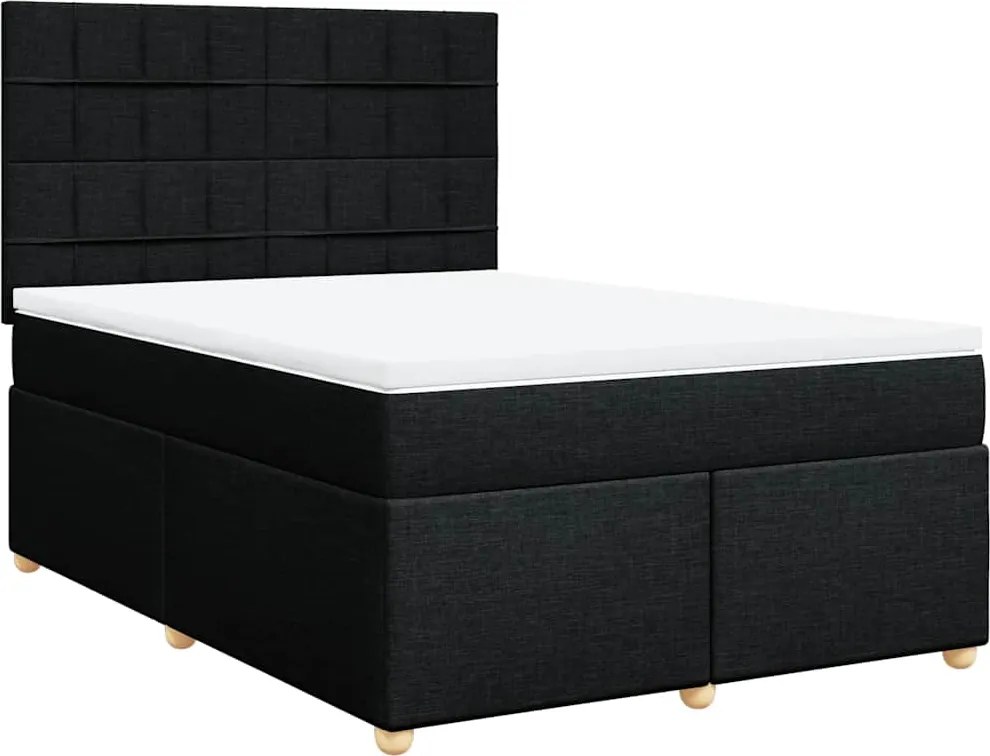 Box spring postel s matrací černá 160x200 cm textil 3293633
