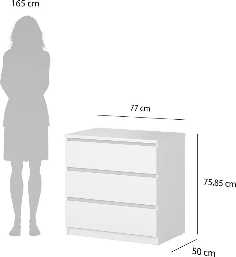 Bílá komoda 77x76x50 cm Naia – Tvilum