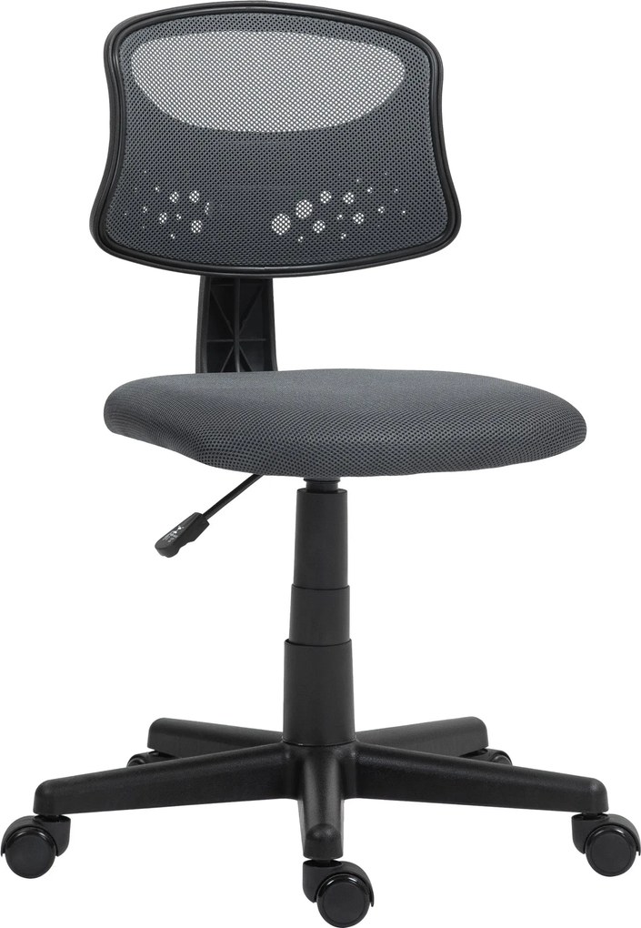 HOMCOM Bezarmý Ergonomický Kancelářský Klobouk s Mřížkovým Opěradlem, Otáčivý Stolečkový Kancelářský Klobouk s Nastavitelnou Výškou 120 kg Nosnost Šed