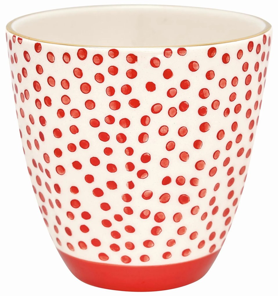 GREEN GATE Latte hrneček Dot red, červená barva, porcelán 350 ml