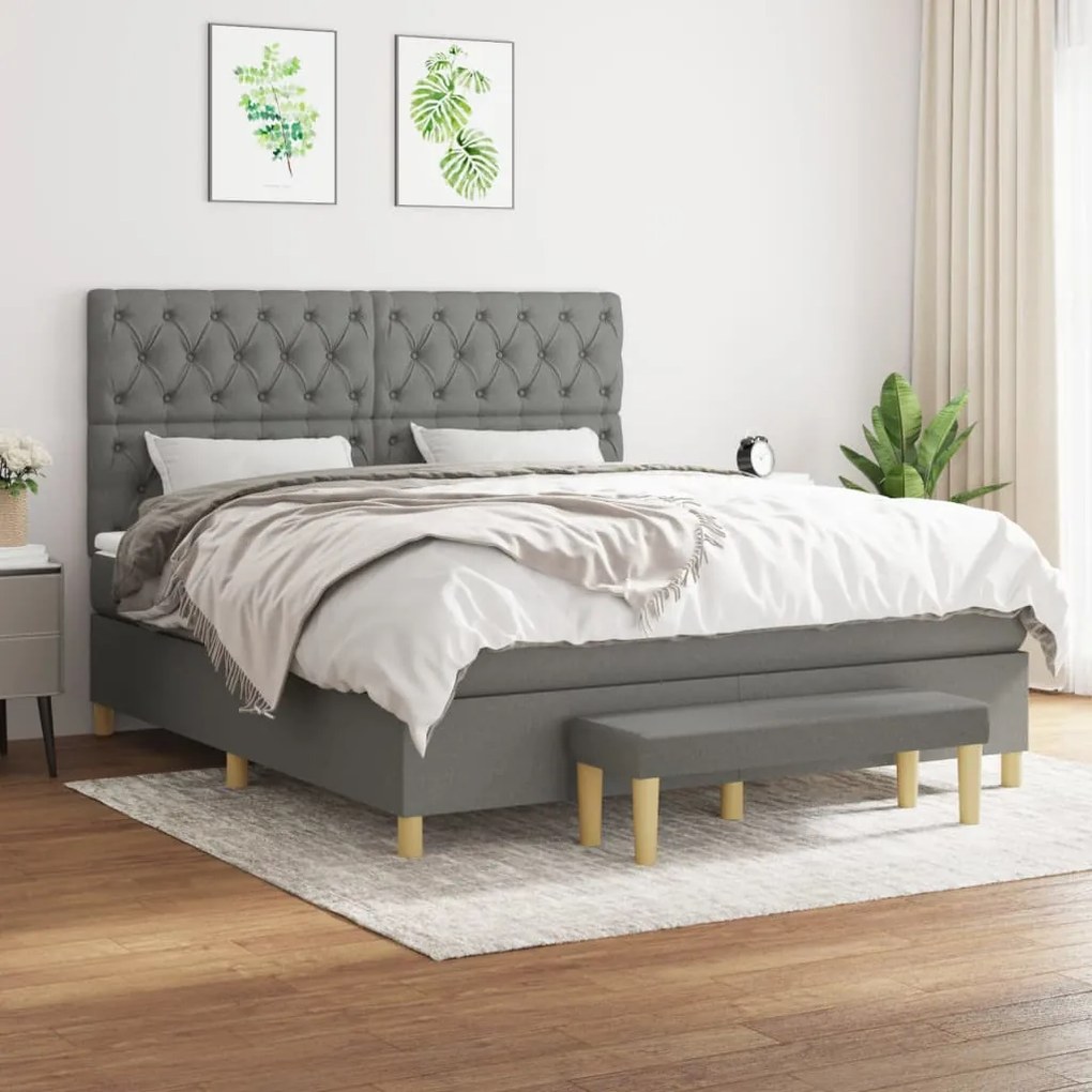 Box spring postel s matrací tmavě šedá 160x200 cm textil 3137406