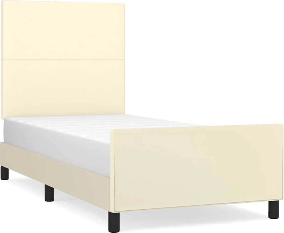 Rám postele s čelem krémový 80 x 200 cm umělá kůže 3125417