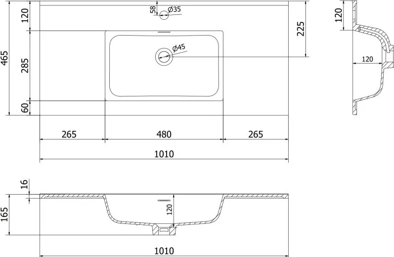 Mexen Orio, koupelnová skříňka 100 cm s umyvadlem Otis, 1 zásuvka, bílá lesklá, 91A10-10023-1-BF00-W18M00