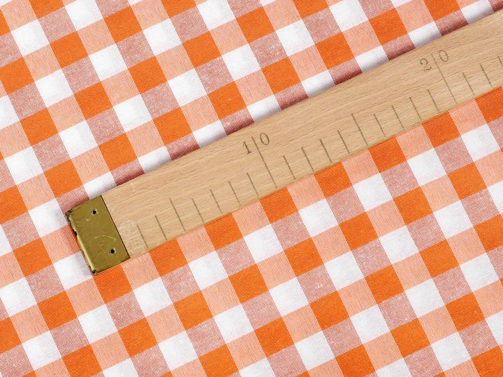 Biante Dekorační běhoun na stůl Rebeka RE-005 Oranžovo-bílá kostka střední 20x140 cm