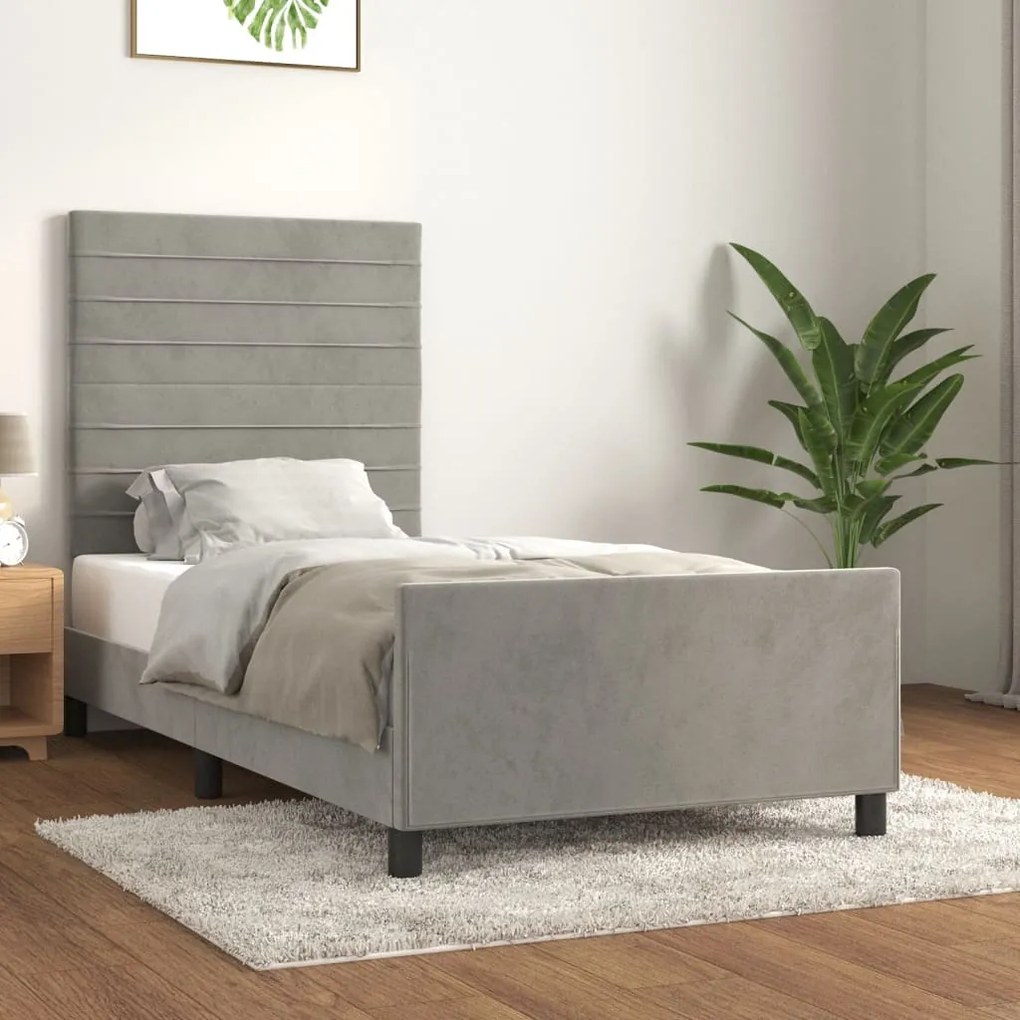 Rám postele bez matrace světle šedá 80 x 200 cm samet 3125782