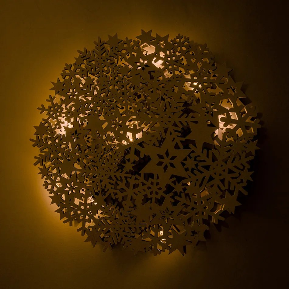 3D LED svítící vločka na baterie 26 × 29 × 3,2 cm teple bílá, IP20 interiér, AA