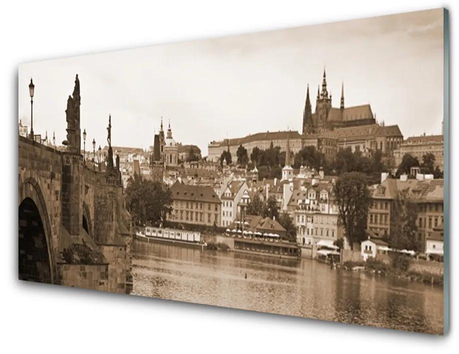 Obraz na skle Praha Most Krajina 140x70 cm
