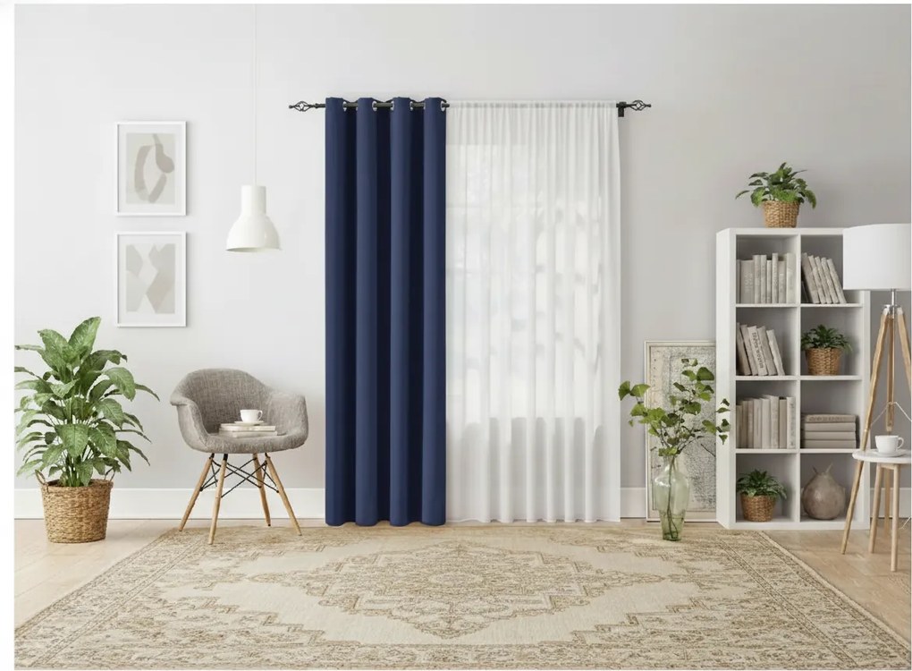 Závěs OXFORD LIGHT 140x250 cm, tmavě modrý Zavěšení: Kovové kroužky