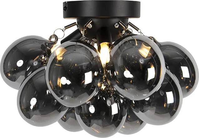 Chytré stropní svítidlo černé s kouřovým sklem 3-světelné vč. Zigbee G9 - Uvas