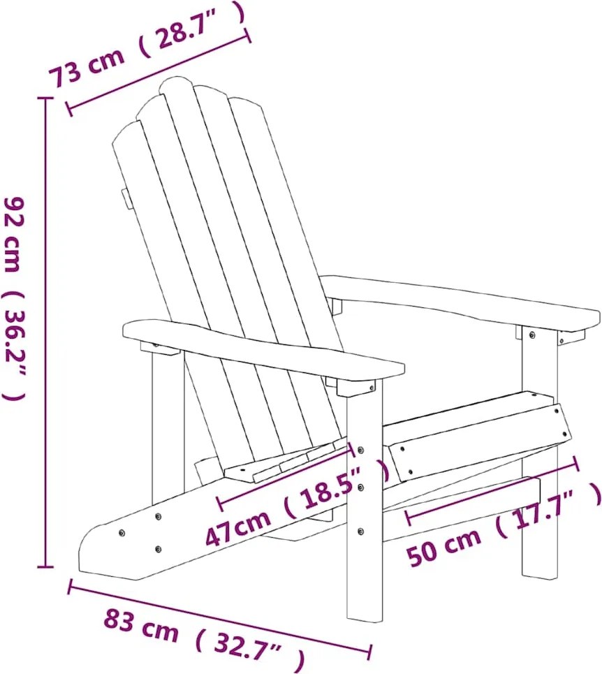 Zahradní křesla Adirondack se stolkem HDPE hnědá 3095706
