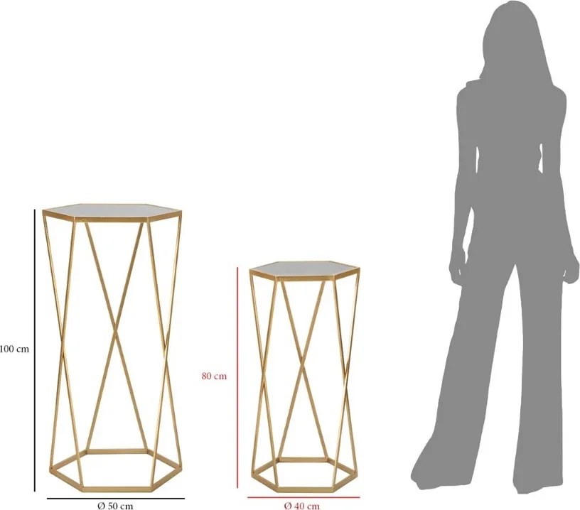 Sada odkládacích stolků Habeeba 50 cm zlatá