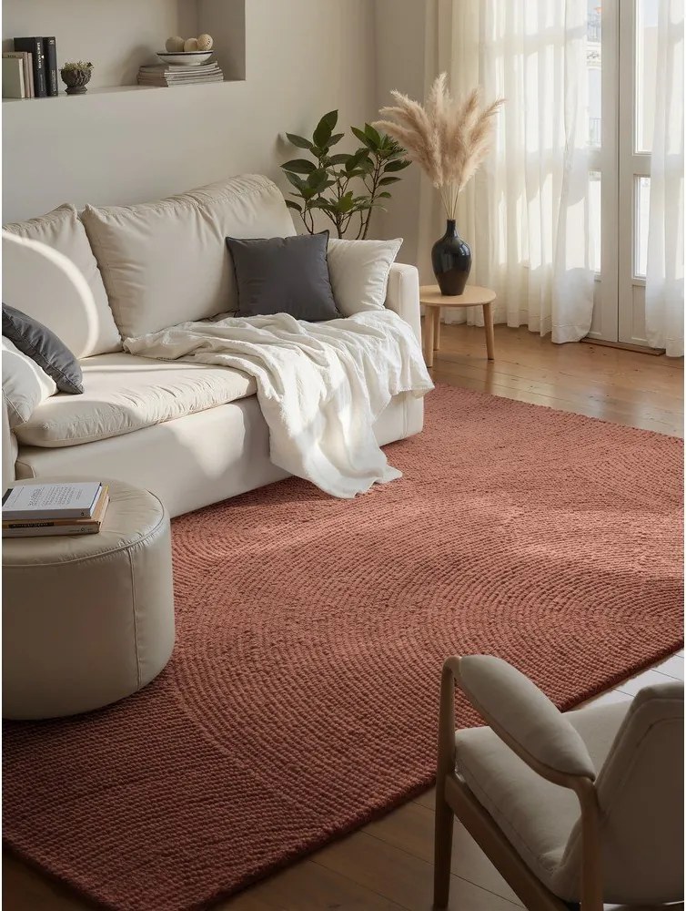 Ručně tkaný vlněný koberec v terakotové barvě 120x180 cm Calmio – Hanse Home