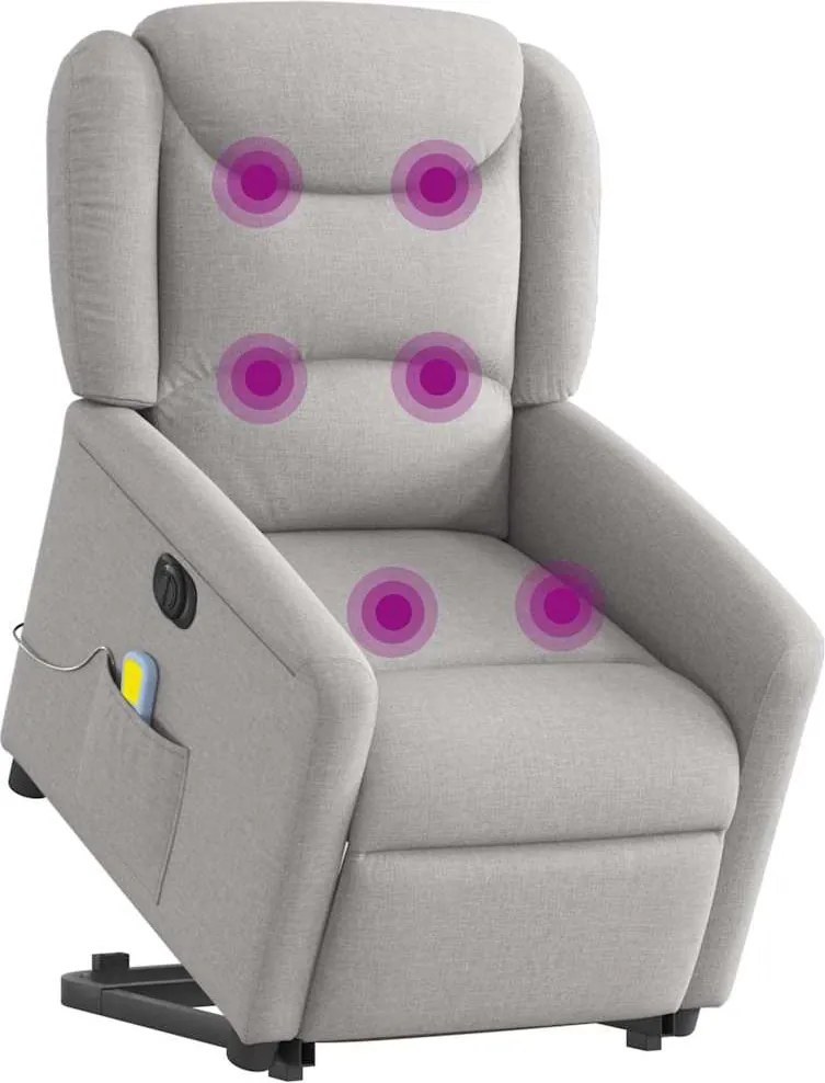 Elektrické zvedací masážní polohovací křeslo obláčkově šedé 3303233