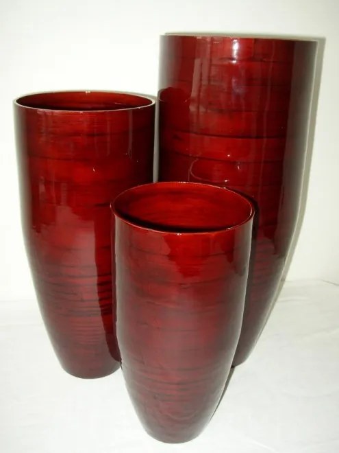 Bambusová váza klasik červená L, Bambusová váza