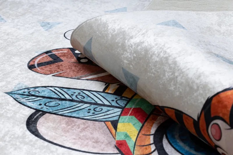 Dywany Łuszczów, Dětský kusový koberec Bambino 1960 Tiger indian white, 140x190, vícebarevná, dětský pokoj