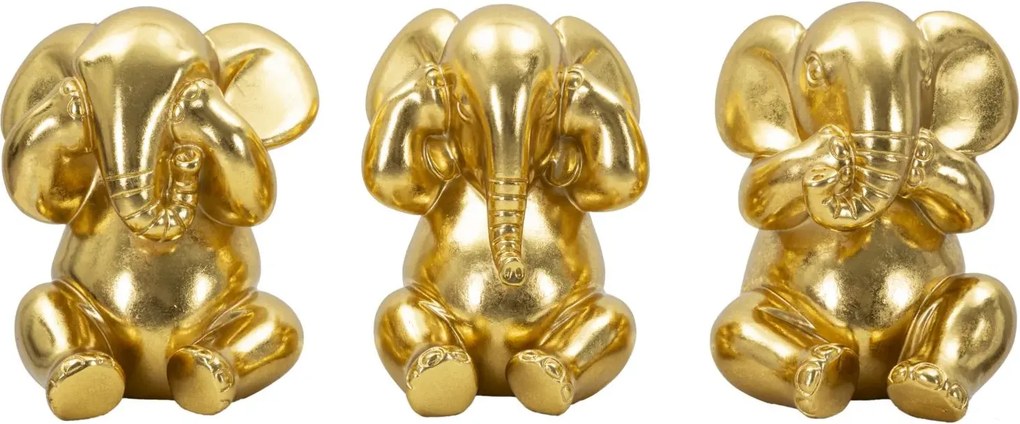 Sada 3 ks dekorativních figurek Elephant zlatá