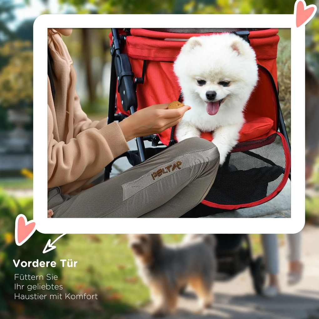 PawHut Dog Buggy skládací Oxford Red 67x45x96cm Malí psi a kočky