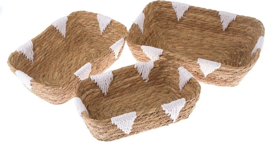 Košíky v sadě 3 ks z proutí ø 34x10 cm – Dakls
