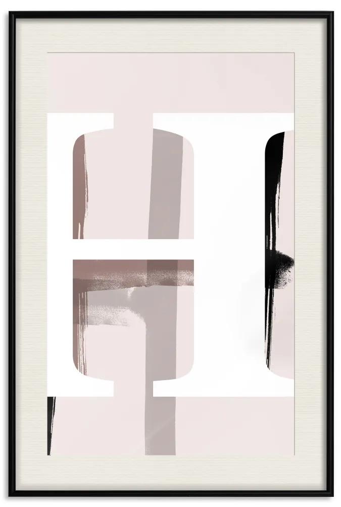 Plakát Písmeno H - bílé písmeno abecedy na abstraktním pastelovém pozadí