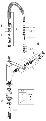 GROHE 31395000 - Dřezová baterie EUROCUBE 547 mm lesklý chrom