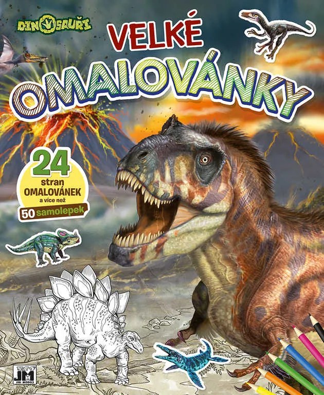 JIRI MODELS Omalovánky velké se samolepkami Dinosauři 3