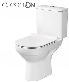 Cersanit City New CleanOn, kombi wc se splachováním 3/5l, horizontální odtok + antibakteriální toaletní sedátko z duroplastu, bílá, K35-037
