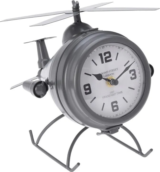 Stolní hodiny Helikoptéra – šedá 21 × 22 × 21 cm