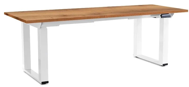 Výškově nastavitelný stůl OfficeTech Strong 200 x 80 cm, bílá podnož, dub zlatý
