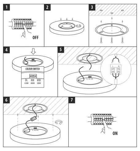 LED Stropní svítidlo LED/18W/230V 3000/4000/6500K pr. 23 cm černá