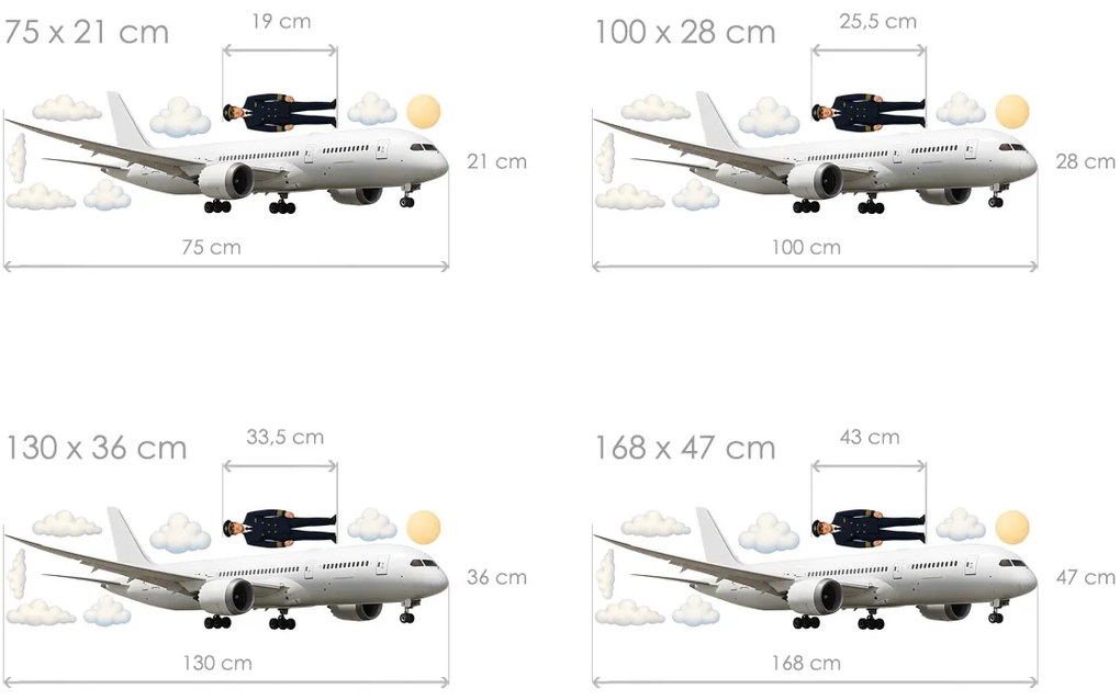 Letadlo Boeing samolepka na zeď arch 75 x 21 cm