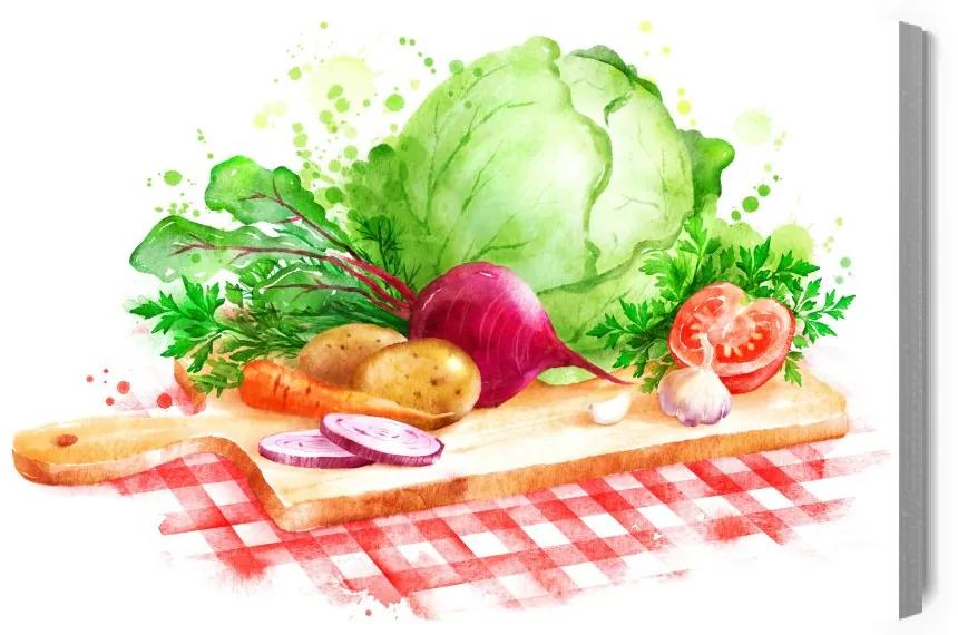 Obraz Zelenina Na Prkénku Nedostatek Nedostatek Plátno Canvas 30x20