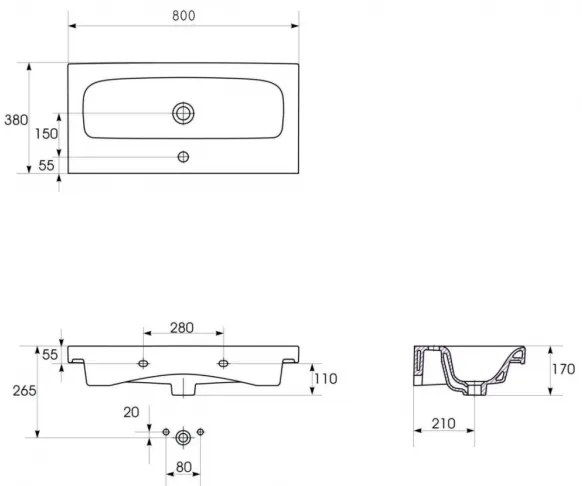 Cersanit S801-225-DSM - Závěsná koupelnová skříňka s umyvadlem MODUO SLIM bílá