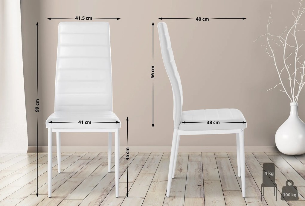 Jídelní židle Mayfair umělá kůže – bílá