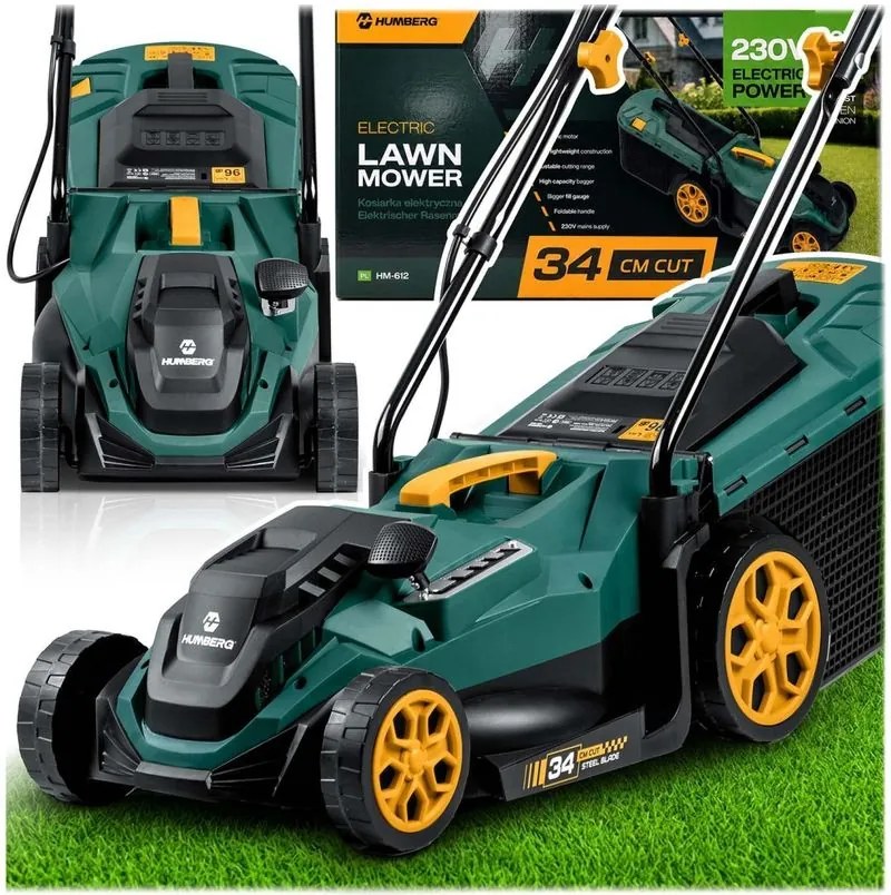 Elektrická sekačka HM-612, 1400W, 34cm, zelená | Humberg
