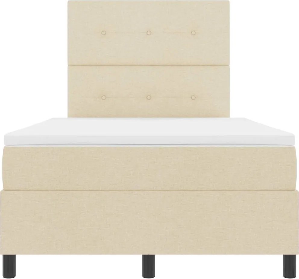 Postel s boxspringem s čelo Krémová 120 x 190 cm textil 3339376