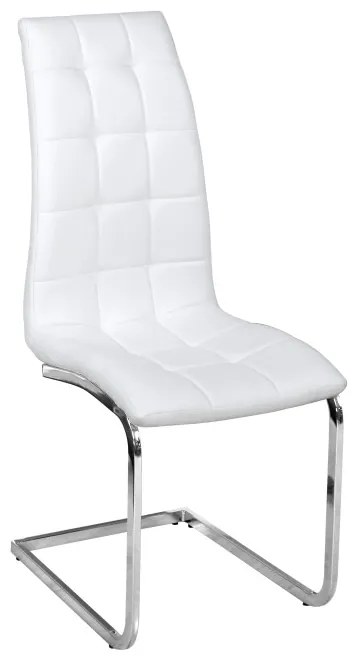 Jídelní židle, ekokůže bílá / chrom, DULCIA