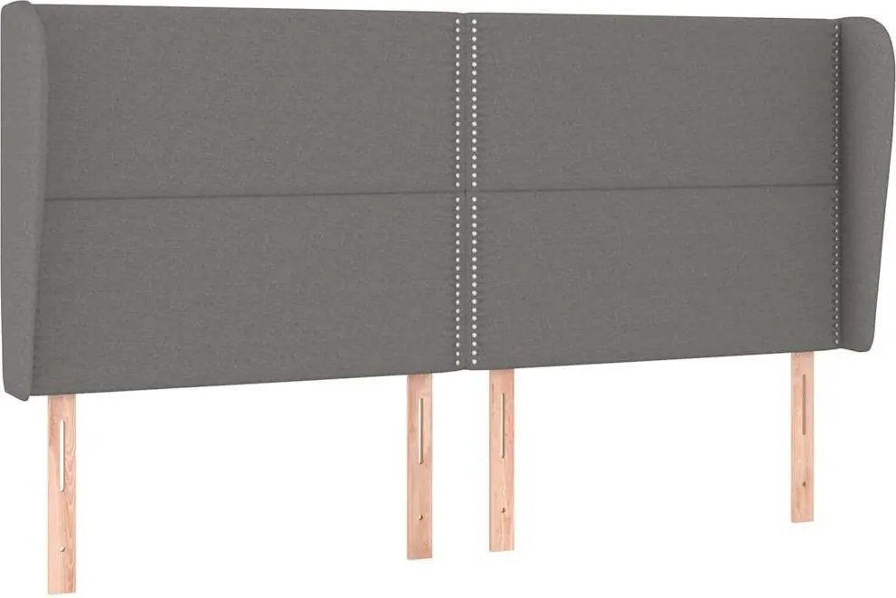 Čelo postele typu ušák tmavě šedé 183x23x118/128 cm textil 3117831