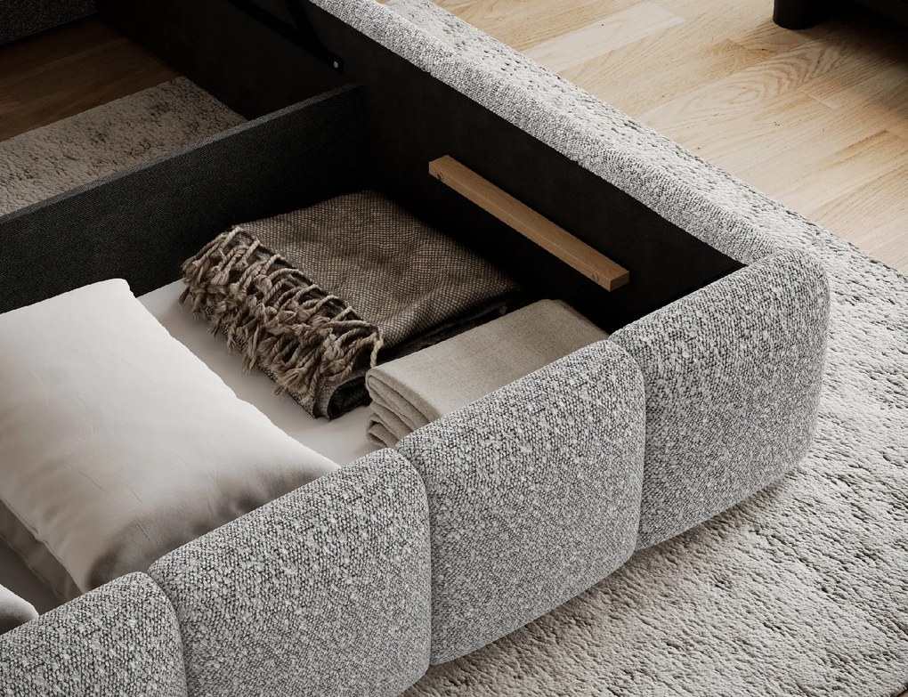 Postel Edvige + Dřevěný rám + plynový výtah + kontejner 140x200