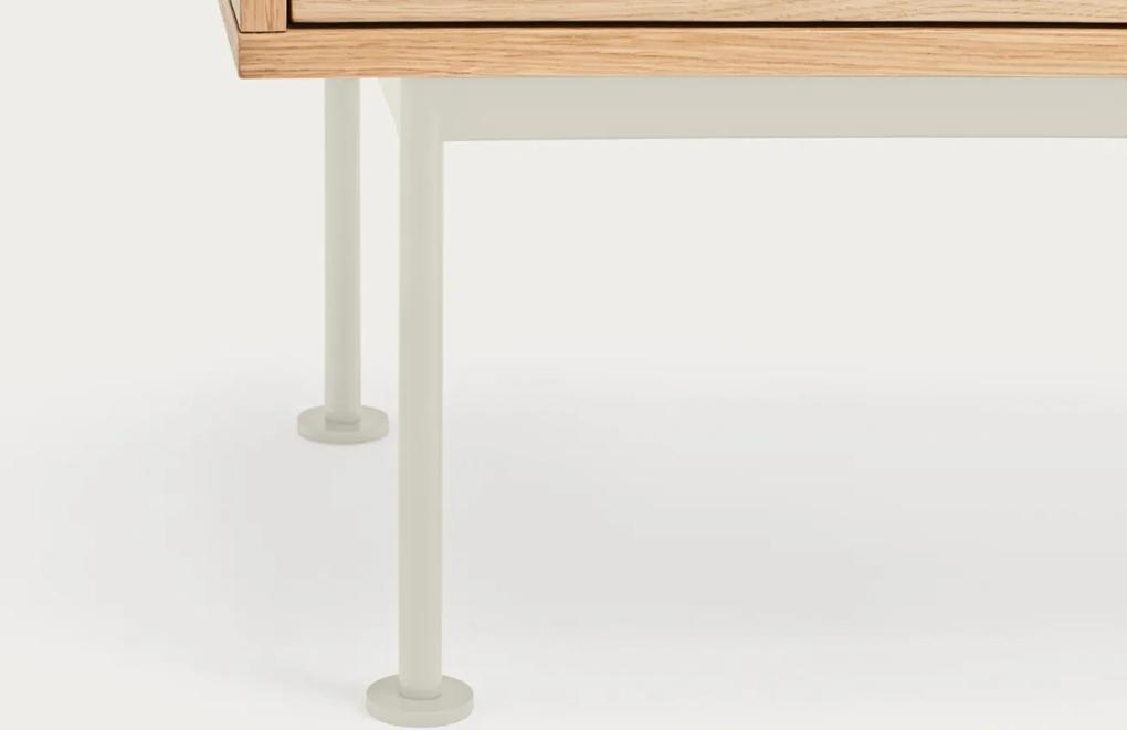 Krémově bílý dubový TV stolek Teulat Yoko 180 x 40 cm